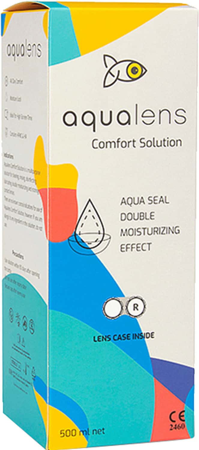 Buy AQUALENS COMFORT CONTACT LENS SOLUTION PACK OF 1 (500ML) +1 LENS ...