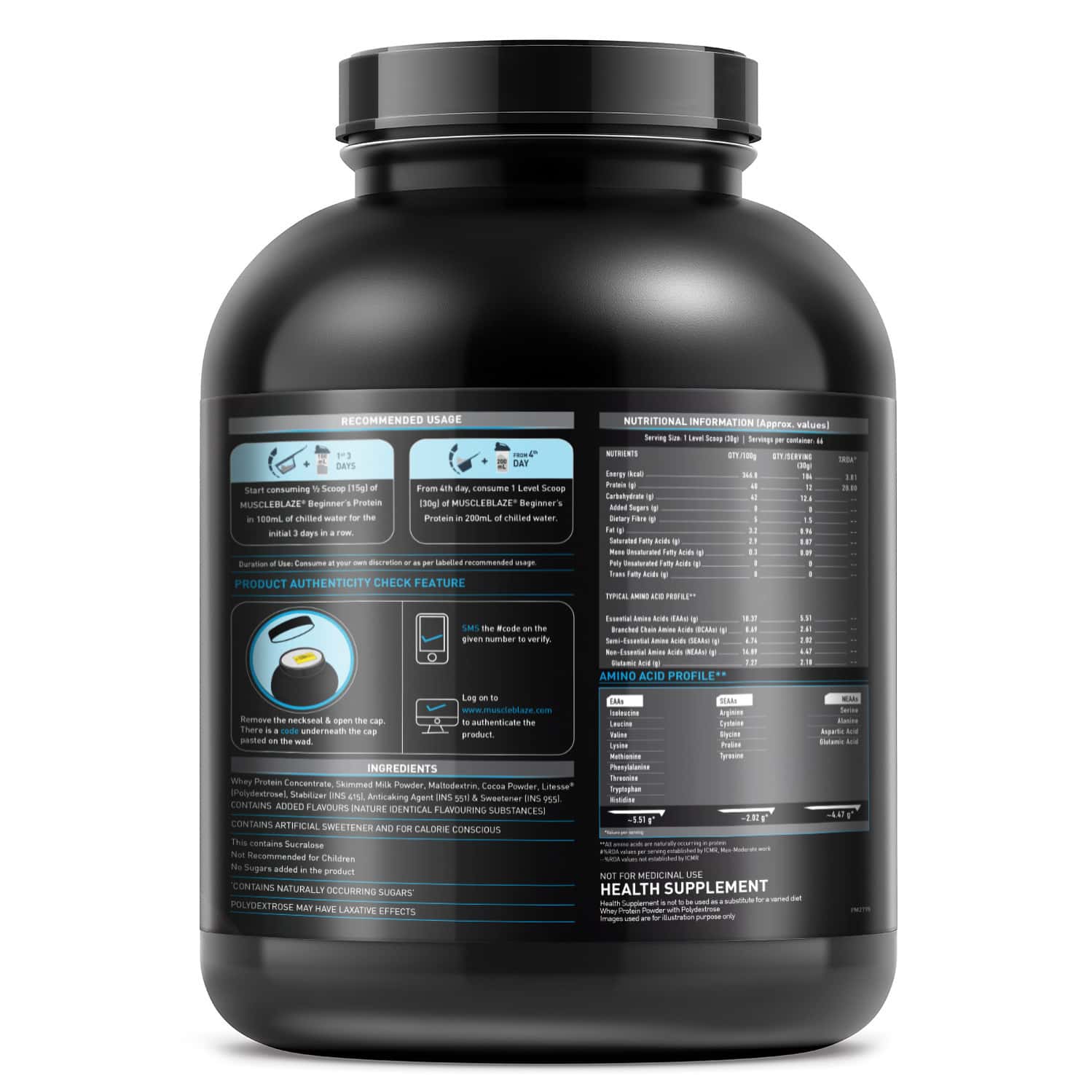 Buy MUSCLEBLAZE BEGINNER'S WHEY PROTEIN, FAST MUSCLE RECOVERY ...