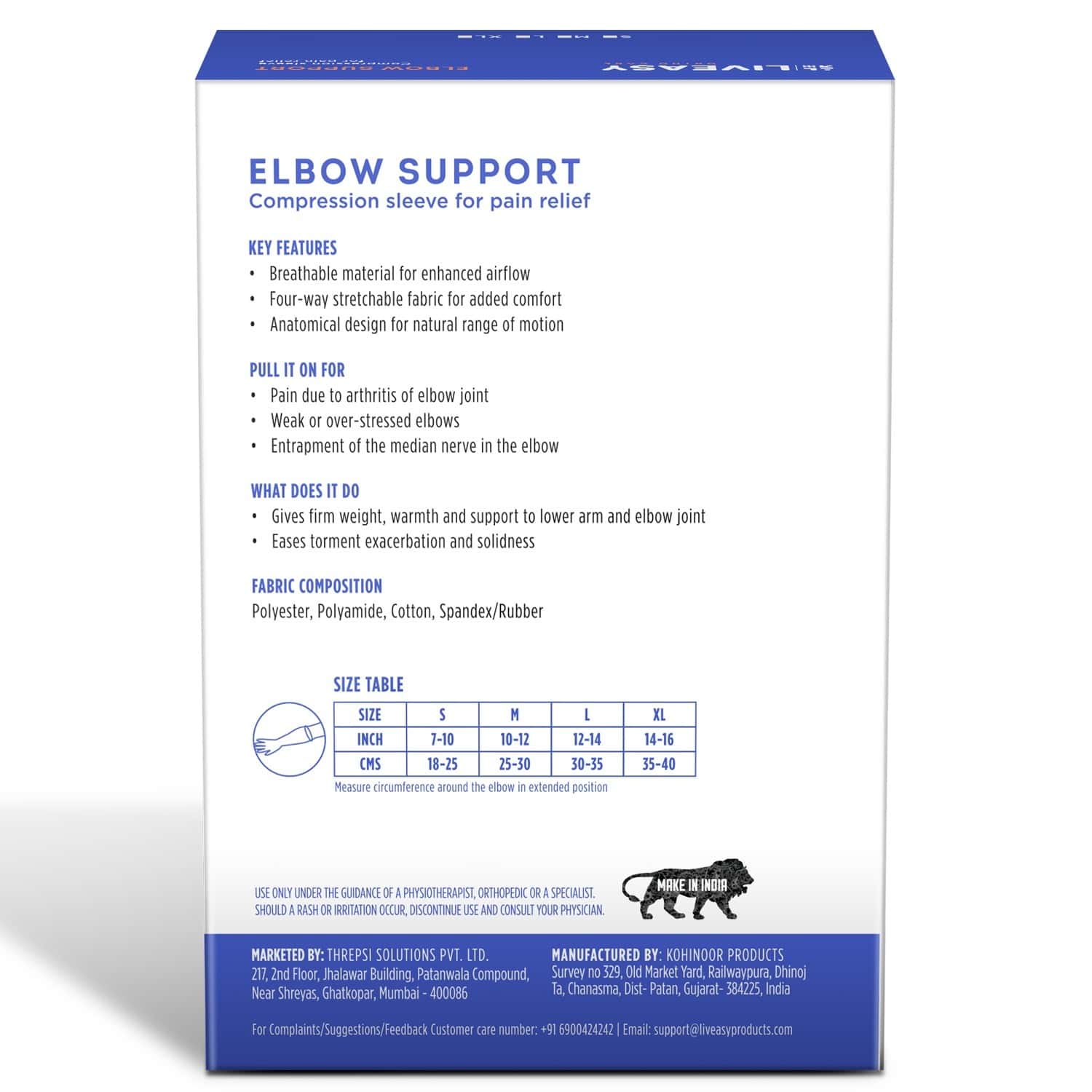 Buy LIVEASY ORTHO CARE ELBOW SUPPORT - SMALL Online & Get Upto 60% OFF ...
