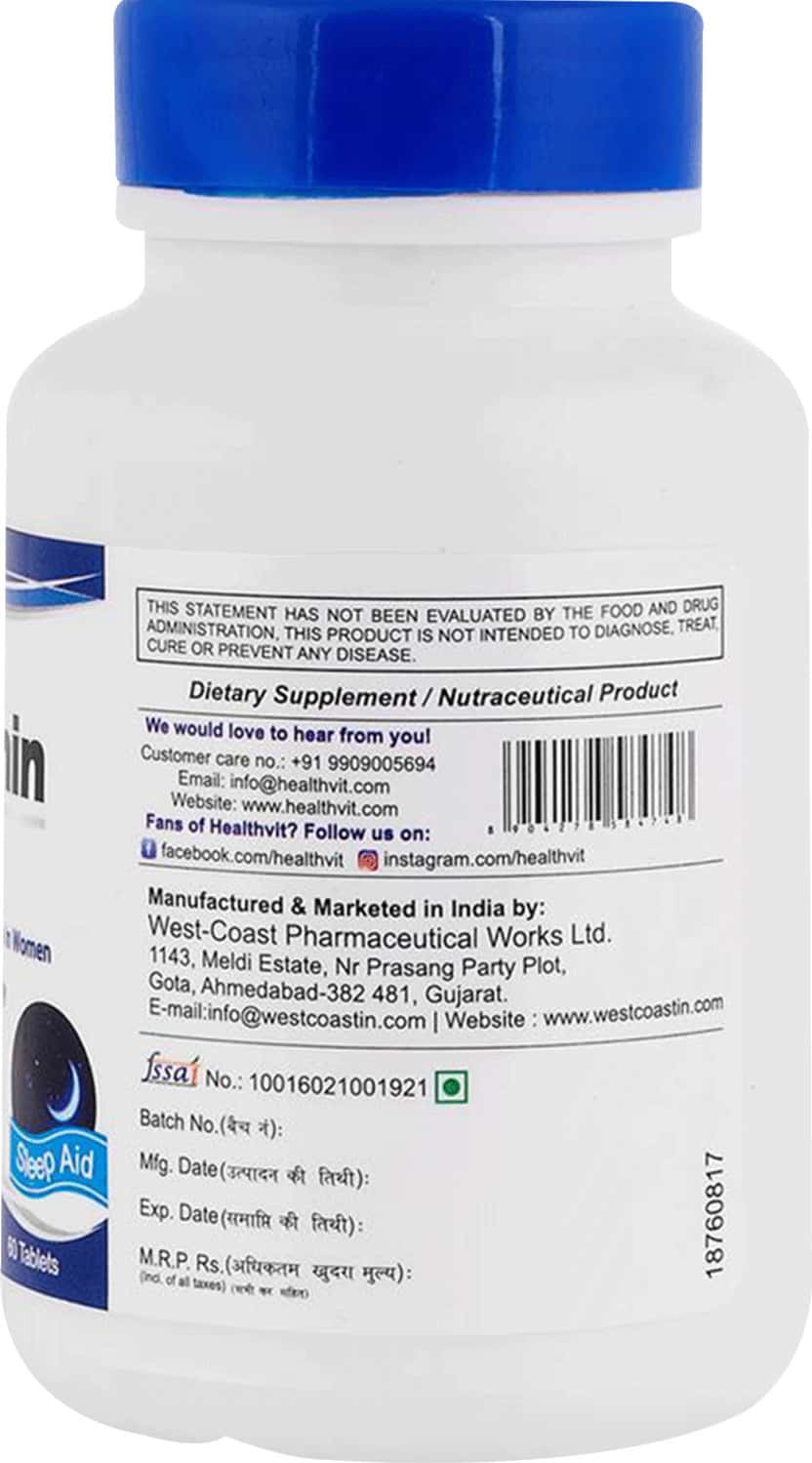 Buy HEALTHVIT MELATONIN 5MG HELPS YOU FALL ASLEEP - 60 TABLETS Online ...