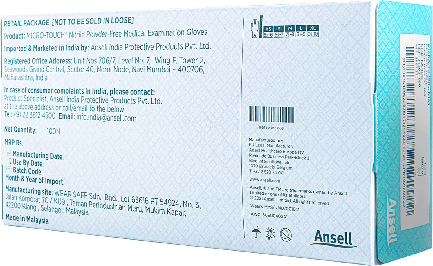 Buy ANSELL MICRO TOUCH NITRILE N100 MULTIPURPOSE EXAMINATION GLOVE ...