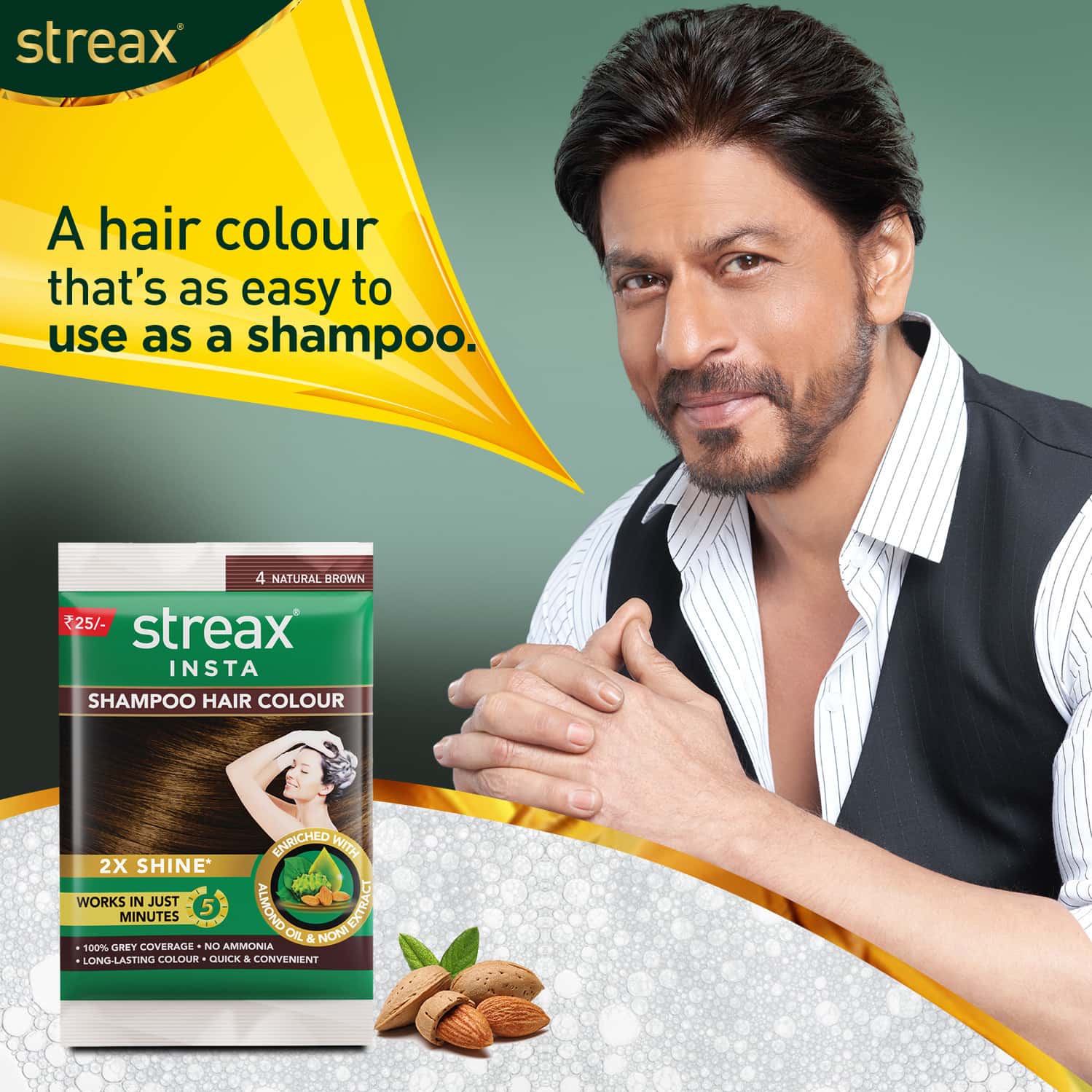 Buy STREAX INSTA SHAMPOO HAIR COLOUR - NATURAL BROWN 18ML Online & Get ...