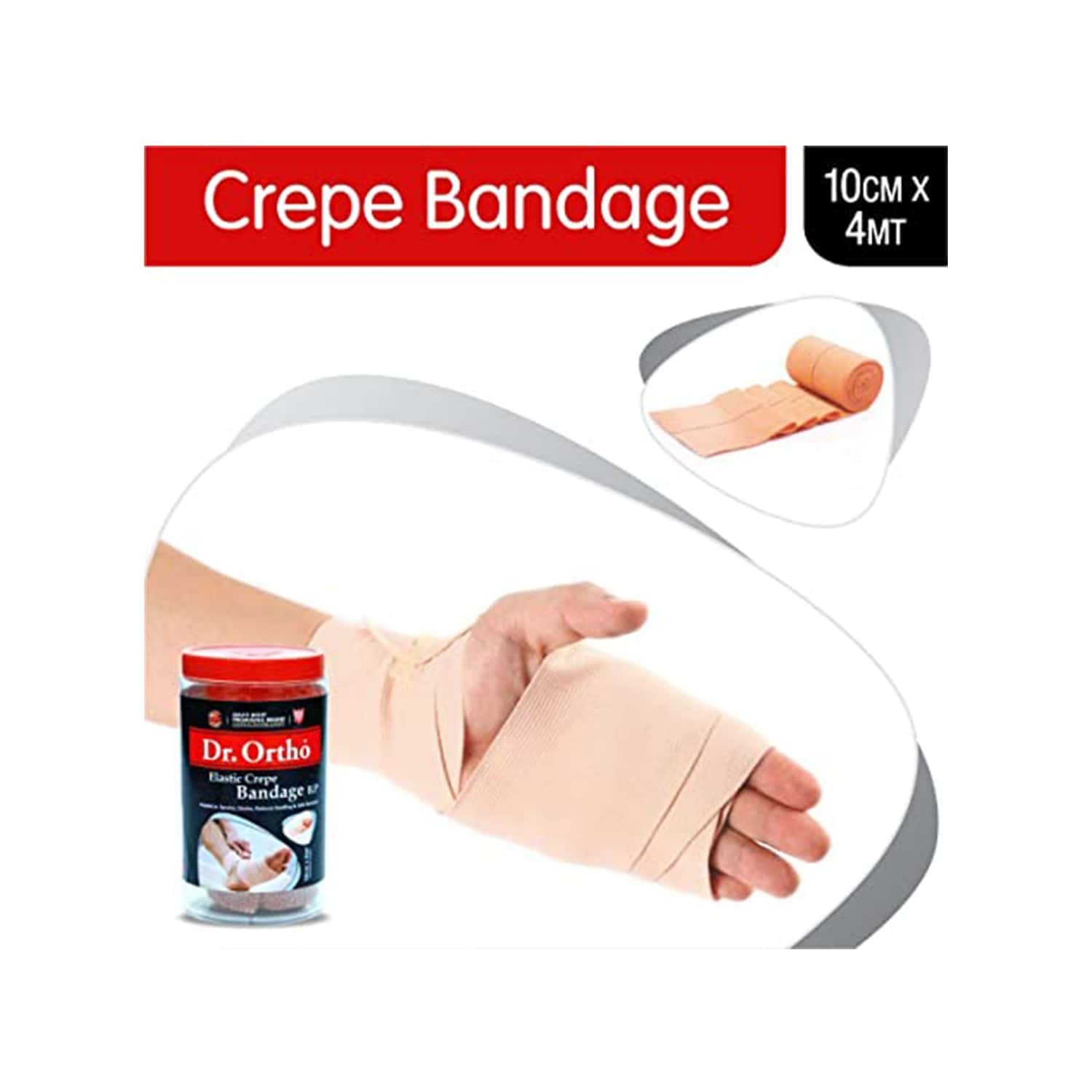 Buy DR ORTHO ELASTIC CREPE BANDAGE 10CM X 4MTR Online & Get Upto 60% ...