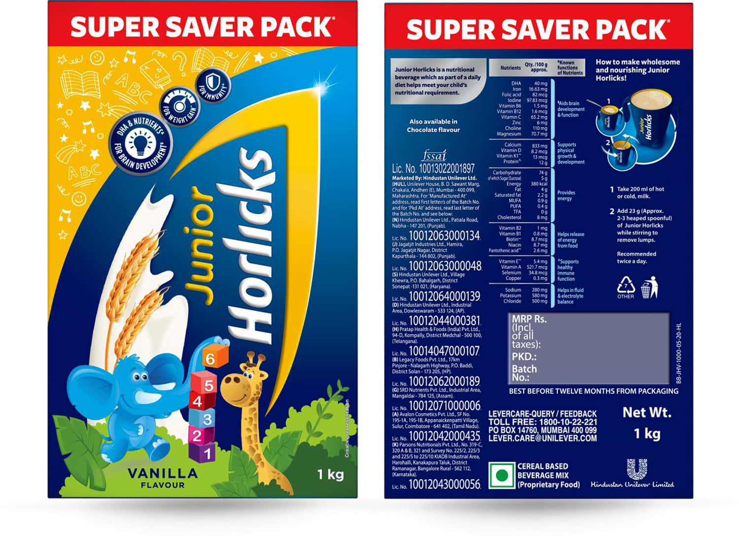 Buy HORLICKS JUNIOR HEALTH & NUTRITION DRINK VANILLA, 1 KG Online & Get ...