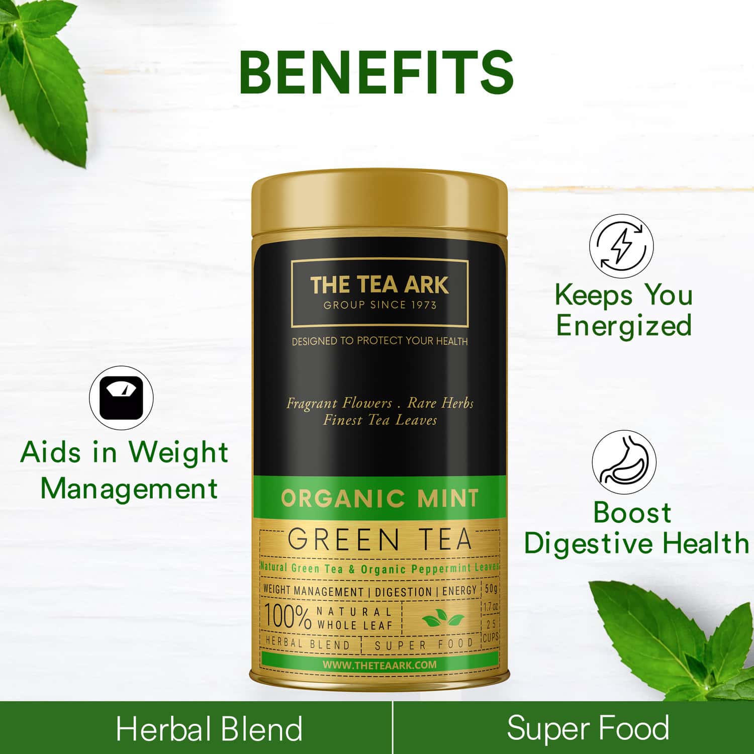 Buy THE TEA ARK GREEN TEA WITH PEPPERMINT ENERGY BOOSTER FOR WOMEN MEN ...