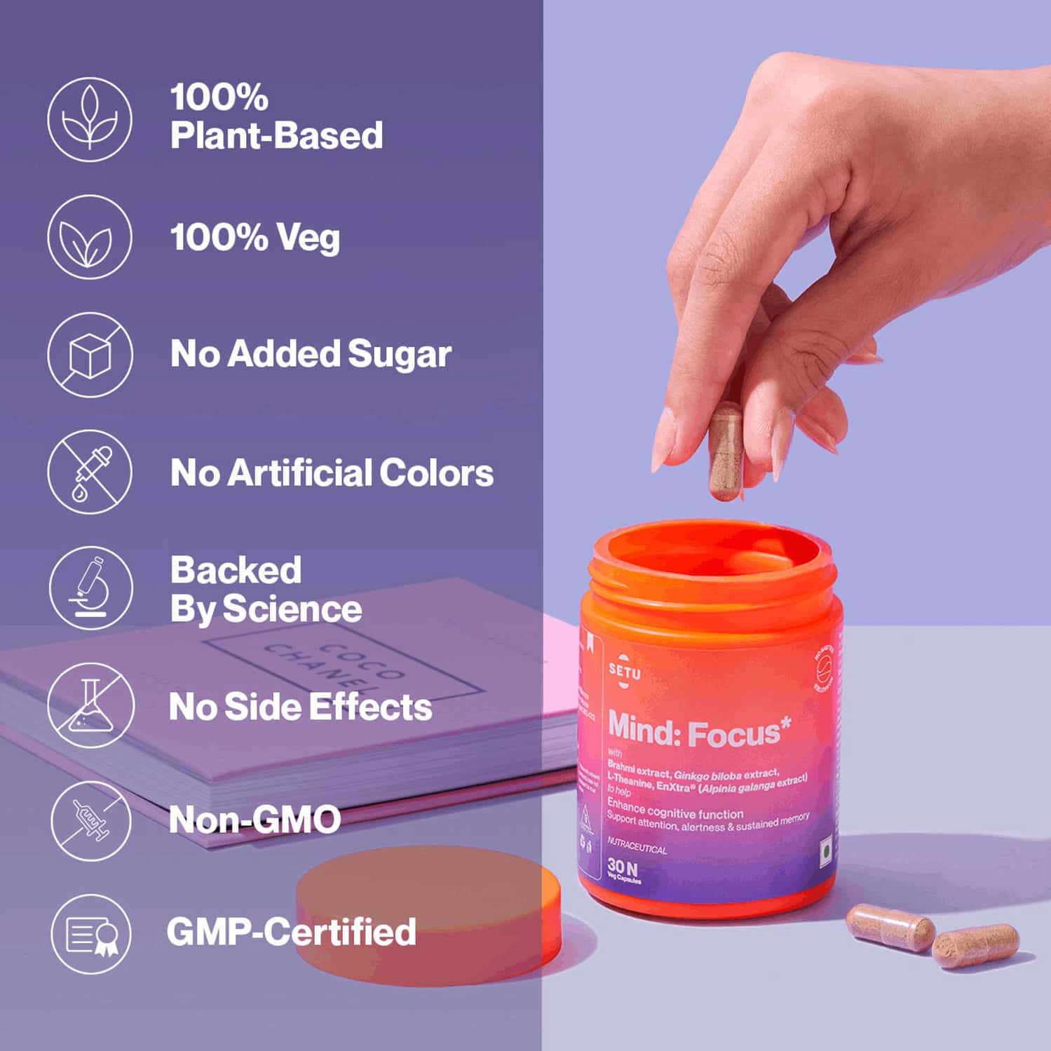 Buy MIND FOCUS CAPSULES L-THEANINE, BRAHMI & GINKGO BILOBA, BRAIN ...