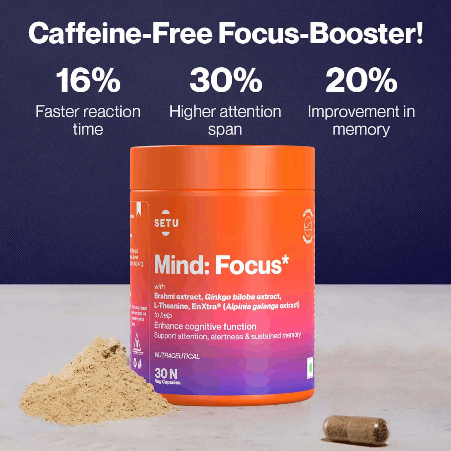 Buy MIND FOCUS CAPSULES L-THEANINE, BRAHMI & GINKGO BILOBA, BRAIN ...