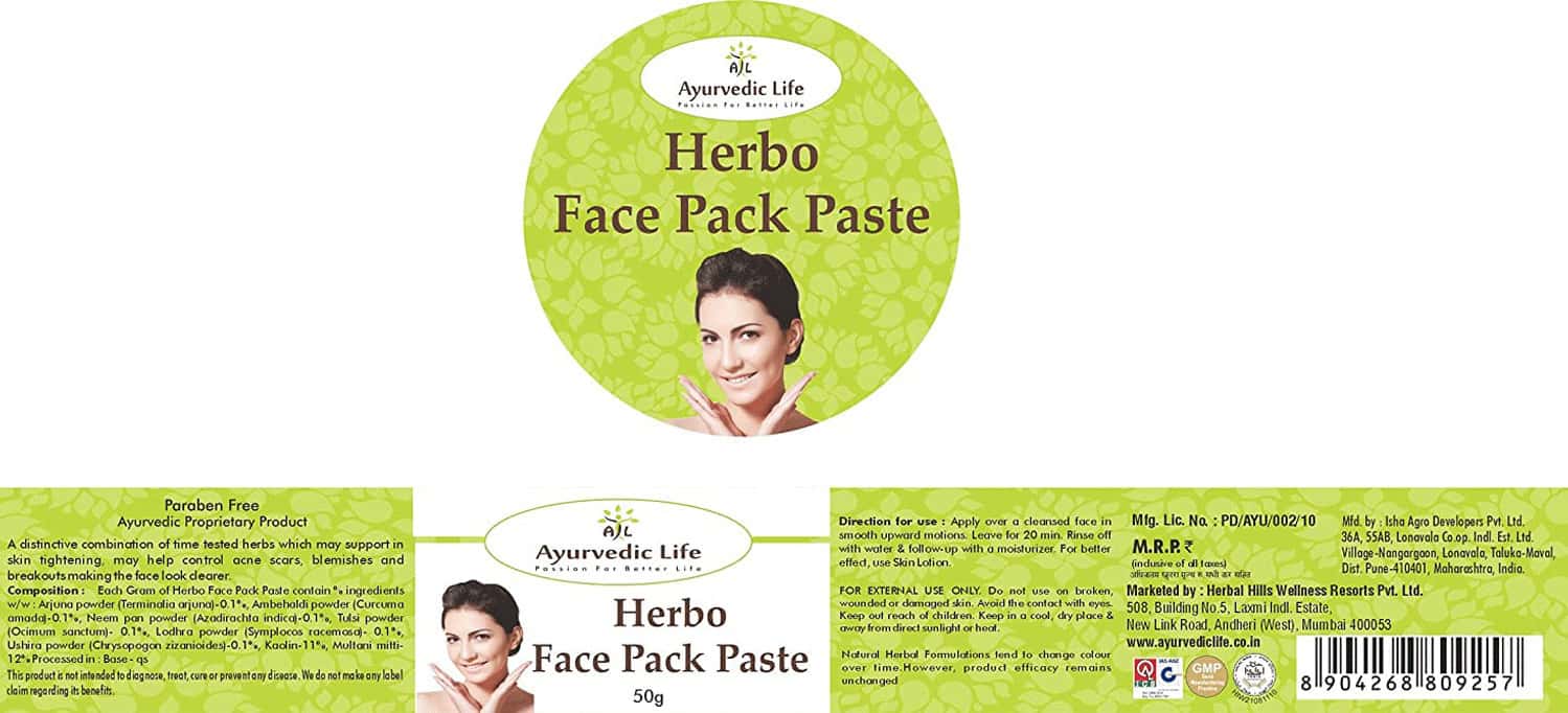 Buy AL-AYURVEDIC LIFE HERBO FACE PACK PASTE 50G PACK OF 5 Online & Get ...
