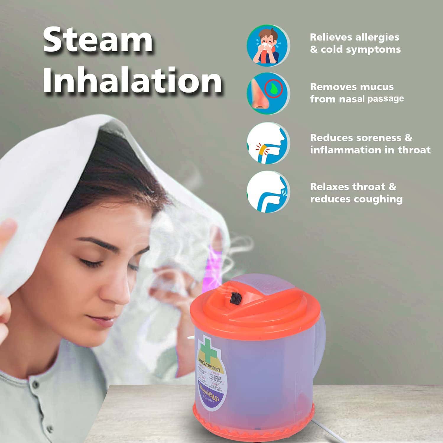 Buy CRESCENT ULTIMATE PLUS STEAMER VAPORIZER FOR COLD AND COUGH, PINK ...