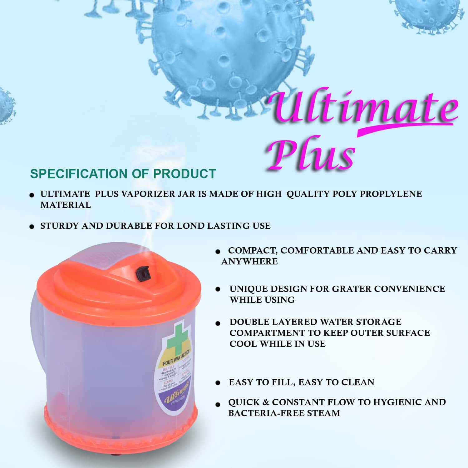 Buy CRESCENT ULTIMATE PLUS STEAMER VAPORIZER FOR COLD AND COUGH, PINK ...