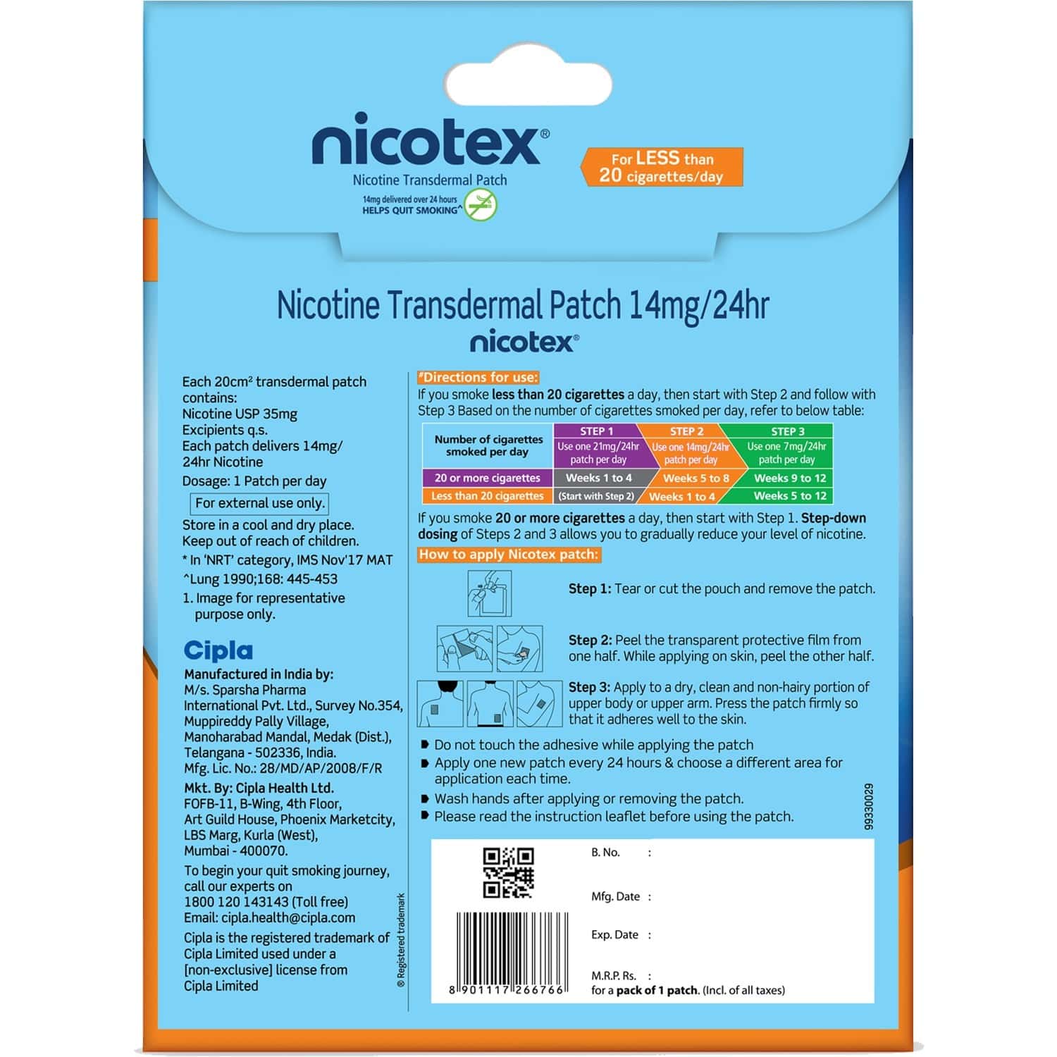 Buy NICOTEX NICOTINE PATCH 14MG (1 PATCH) Online & Get Upto 60% OFF at ...