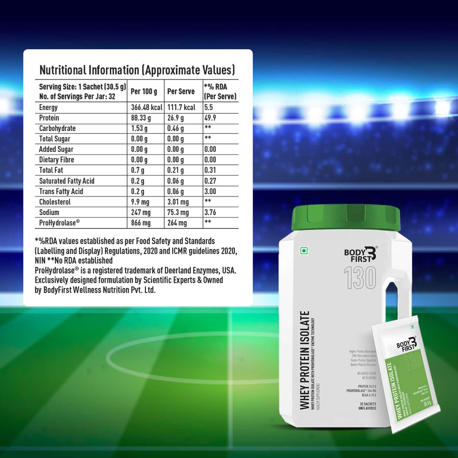 Buy BODYFIRST WHEY PROTEIN ISOLATE, 32 SACHETS, UNFLAVOURED Online ...