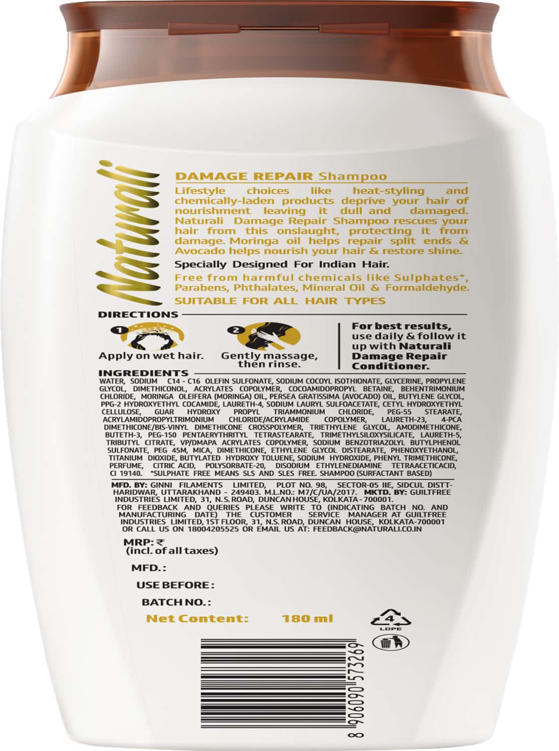 Buy NATURALI DAMAGE REPAIR CONDITIONER 180 ML Online & Get Upto 60% OFF ...