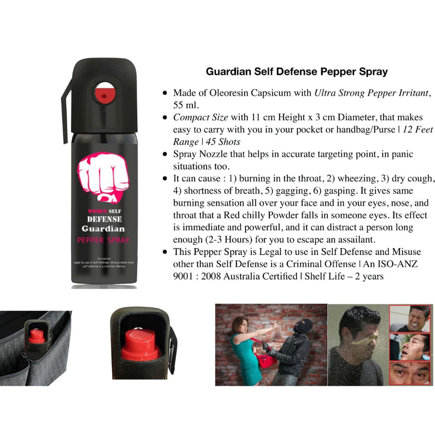 Buy GUARDIAN SELF DEFENSE PEPPER SPRAY FOR WOMEN SAFETY/PROTECTION PACK ...