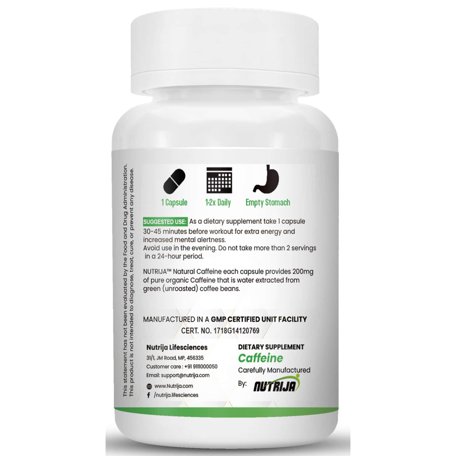 Buy NUTRIJA NATURAL CAFFEINE 200MG - 60 CAPSULES Online & Get Upto 60% ...