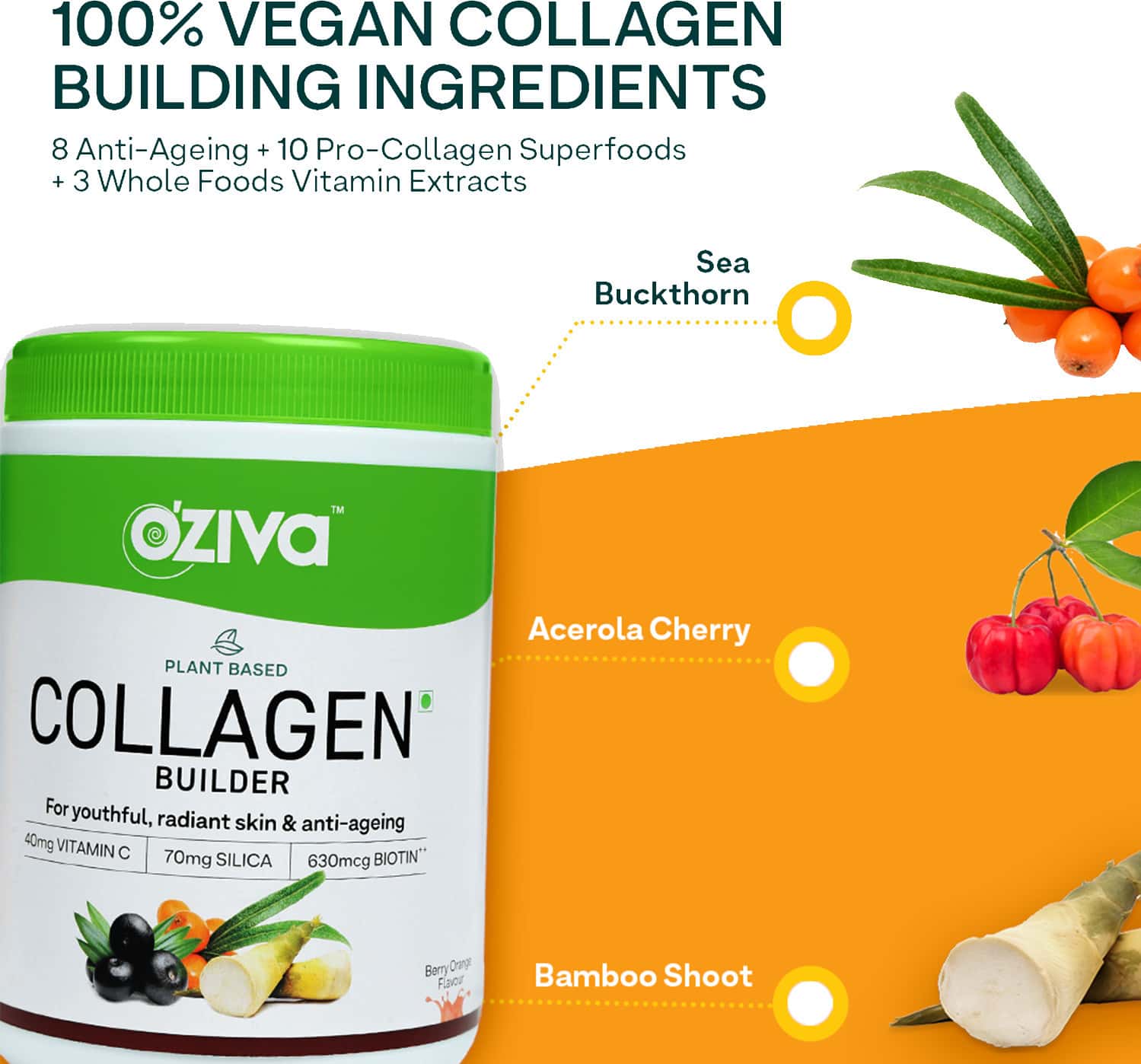 Buy OZIVA PLANT BASED COLLAGEN BUILDER (250G) FOR GLOWING & YOUTHFUL ...