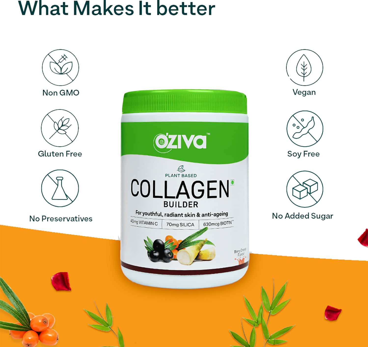Buy OZIVA PLANT BASED COLLAGEN BUILDER (250G) FOR GLOWING & YOUTHFUL ...