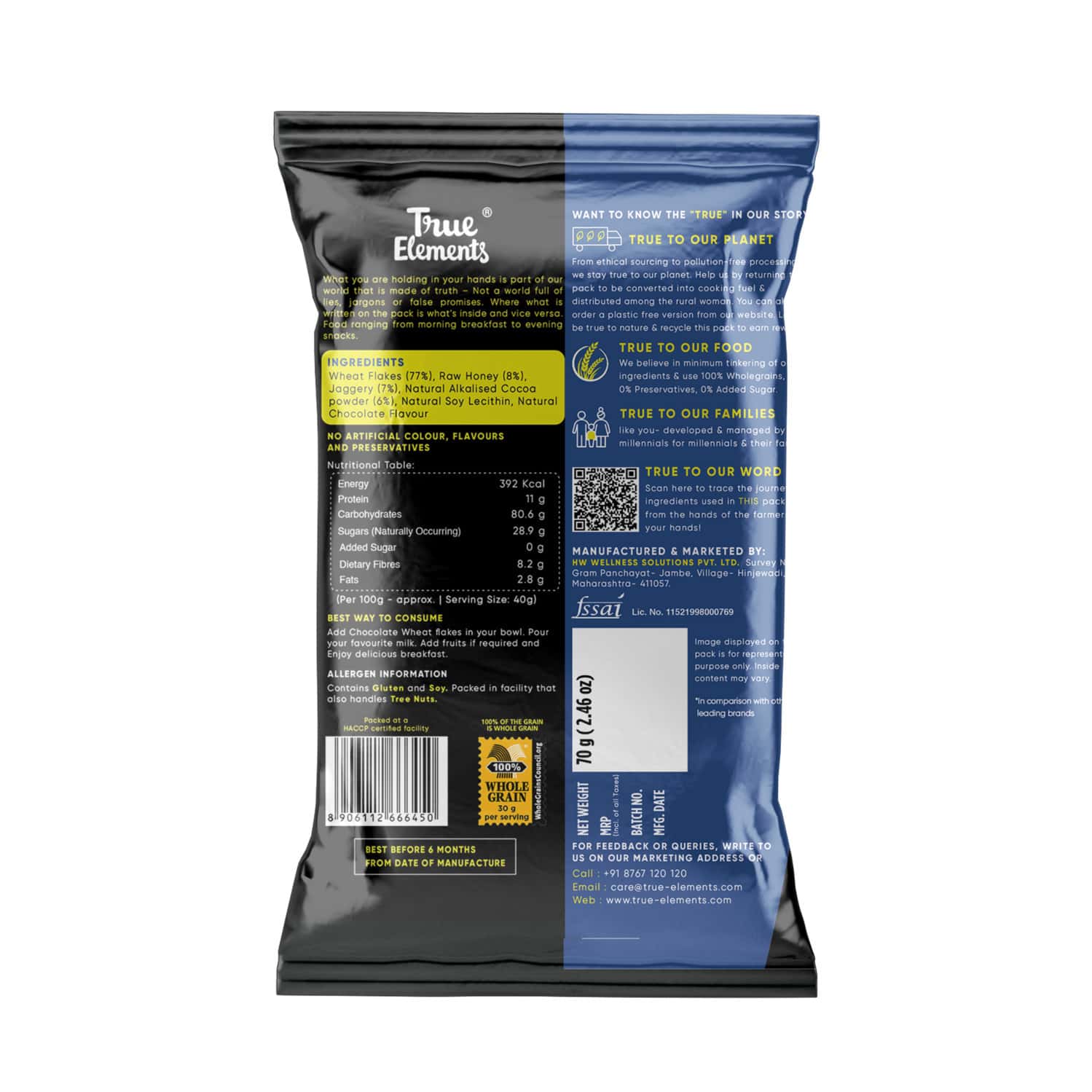 Buy TRUE ELEMENTS CHOCOLATE WHEAT FLAKES 70GMS Online & Get Upto 60% ...