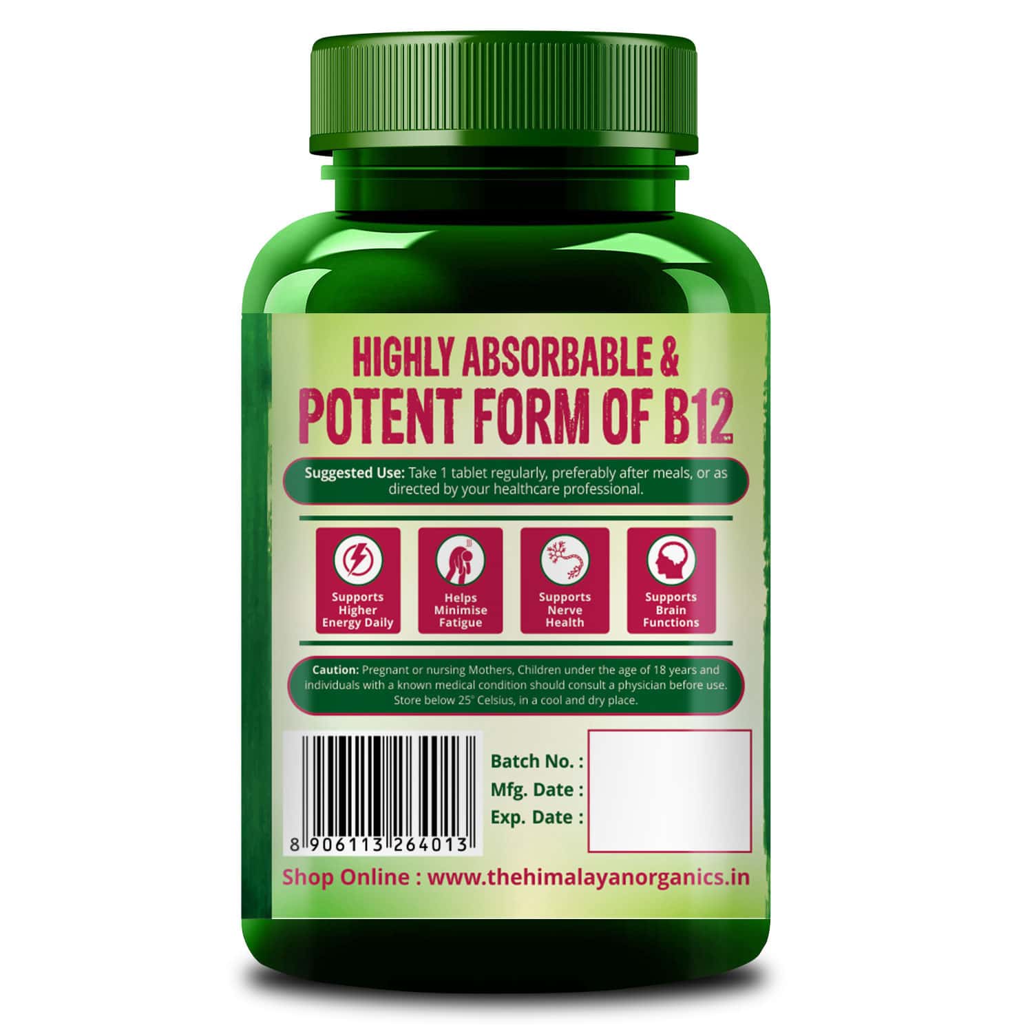 Buy HIMALAYAN ORGANICS METHYL COBALAMIN VITAMIN B12 1500MCG SUPPLEMENT ...