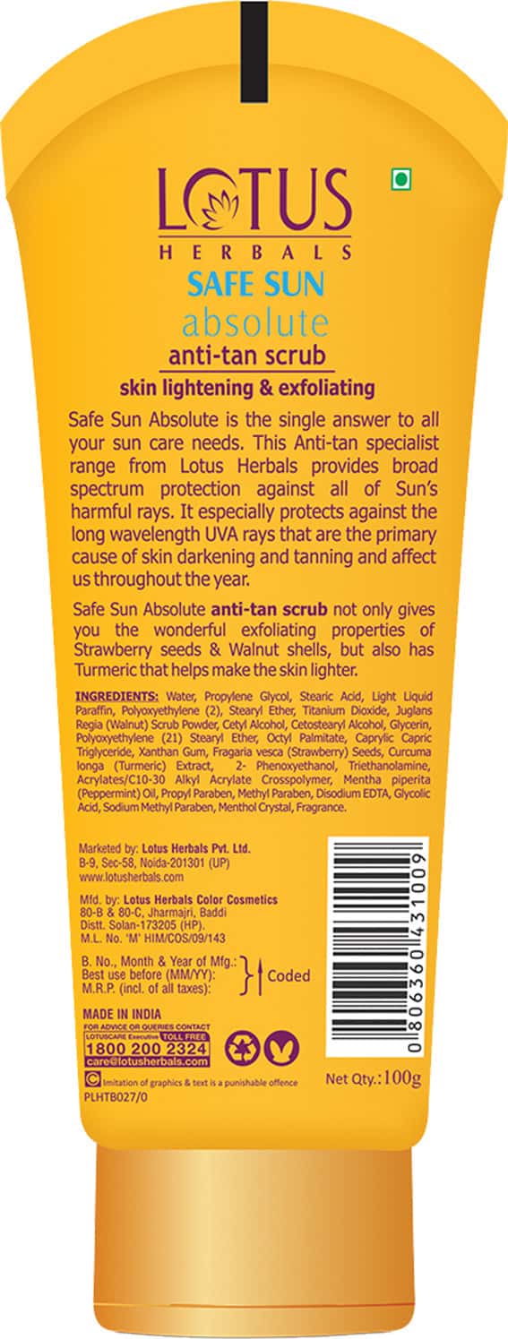 Buy LOTUS HERBALS SS ABSOLUTE ANTI-TAN SCRUB 100 GM Online & Get Upto ...