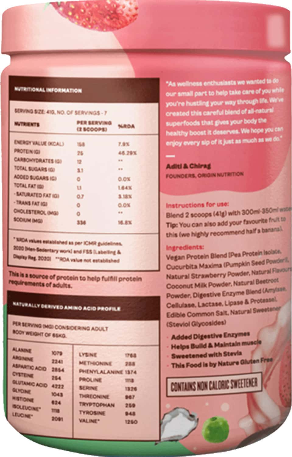 Buy ORIGIN NUTRITION 100% NATURAL VEGAN PLANT PROTEIN POWDER STRAWBERRY ...