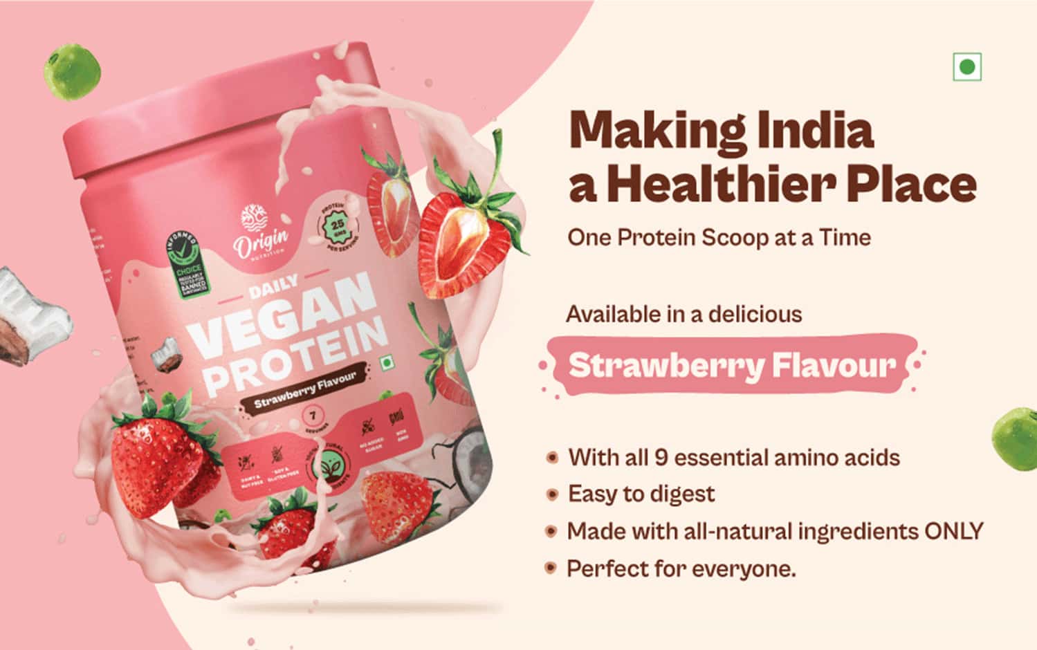 Buy ORIGIN NUTRITION 100% NATURAL VEGAN PLANT PROTEIN POWDER STRAWBERRY ...