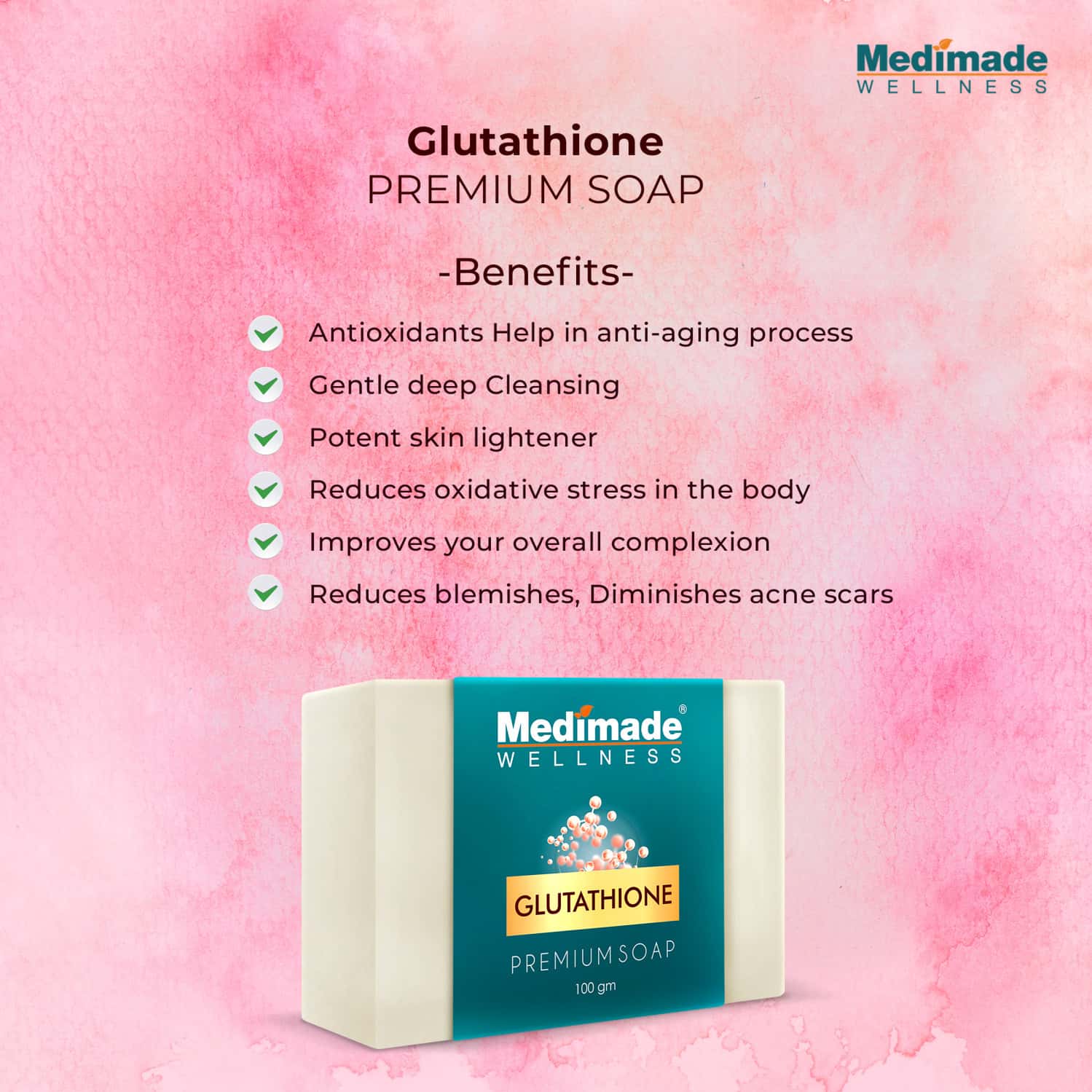 Buy MEDIMADE GLUTATHIONE PREMIUM SOAP - 100 GM X 3 ( PACK OF 3 ) Online ...