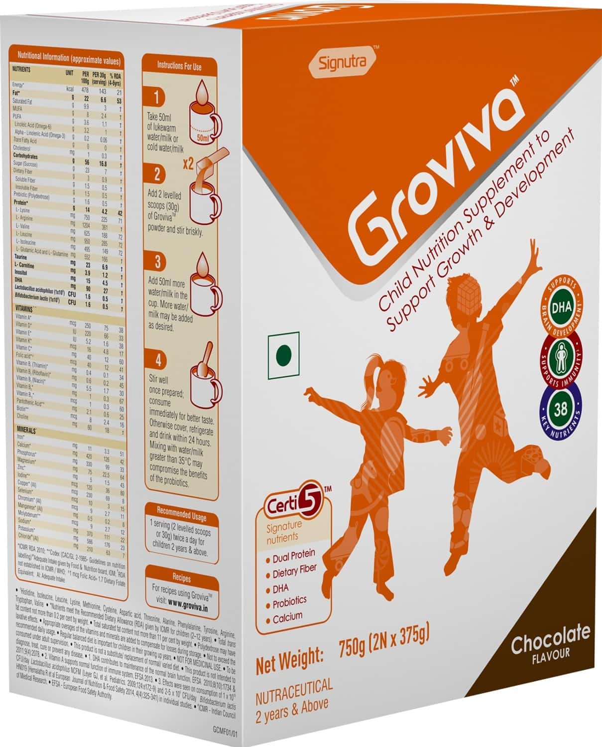 Buy GROVIVA CHILD NUTRITION SUPPLEMENT CHCOCLATE - 750 GM Online & Get ...