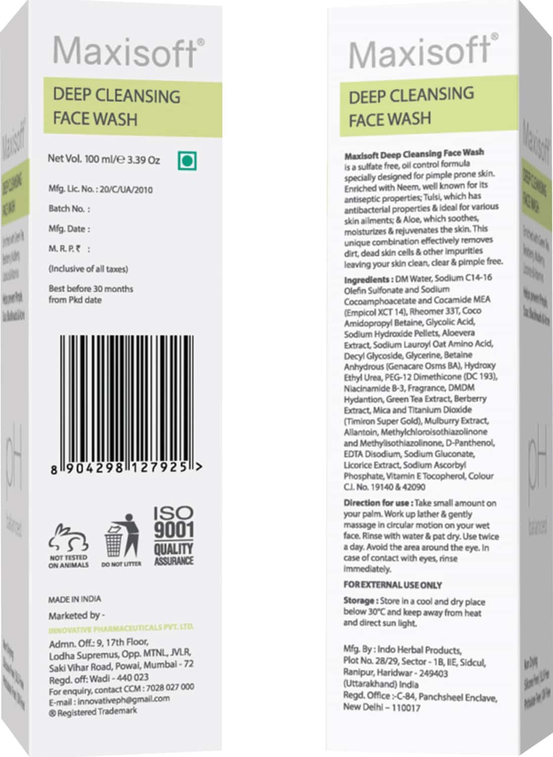 Buy MAXISOFT DEEP CLEANSING FACE WASH (100 ML - PACK OF 3) Online & Get ...