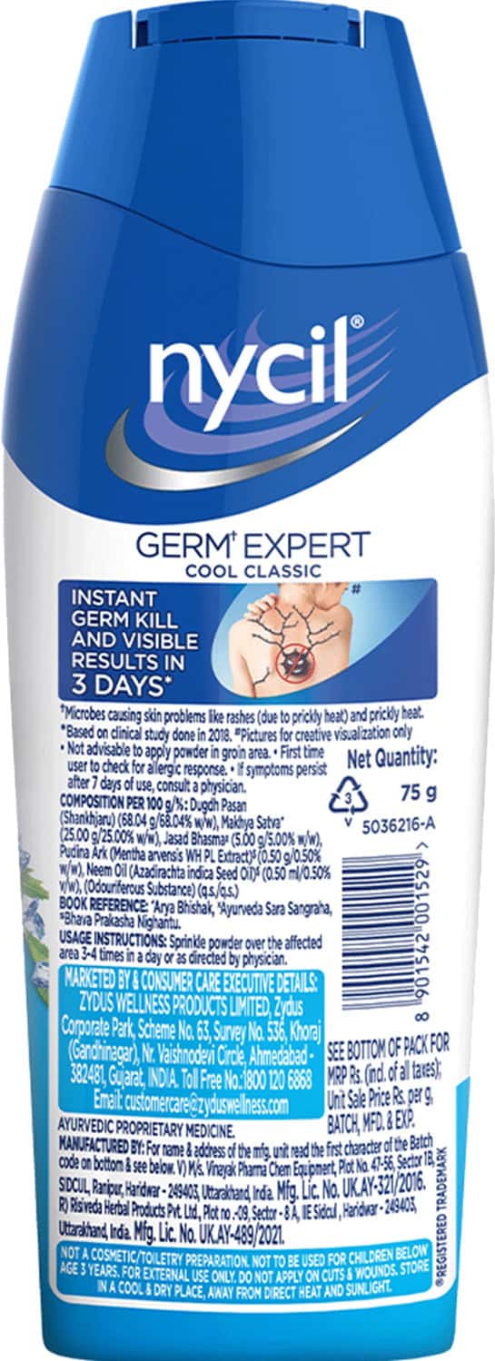 Buy NYCIL GERM EXPERT COOL CLASSIC PRICKLY HEAT & COOLING POWDER 75G ...