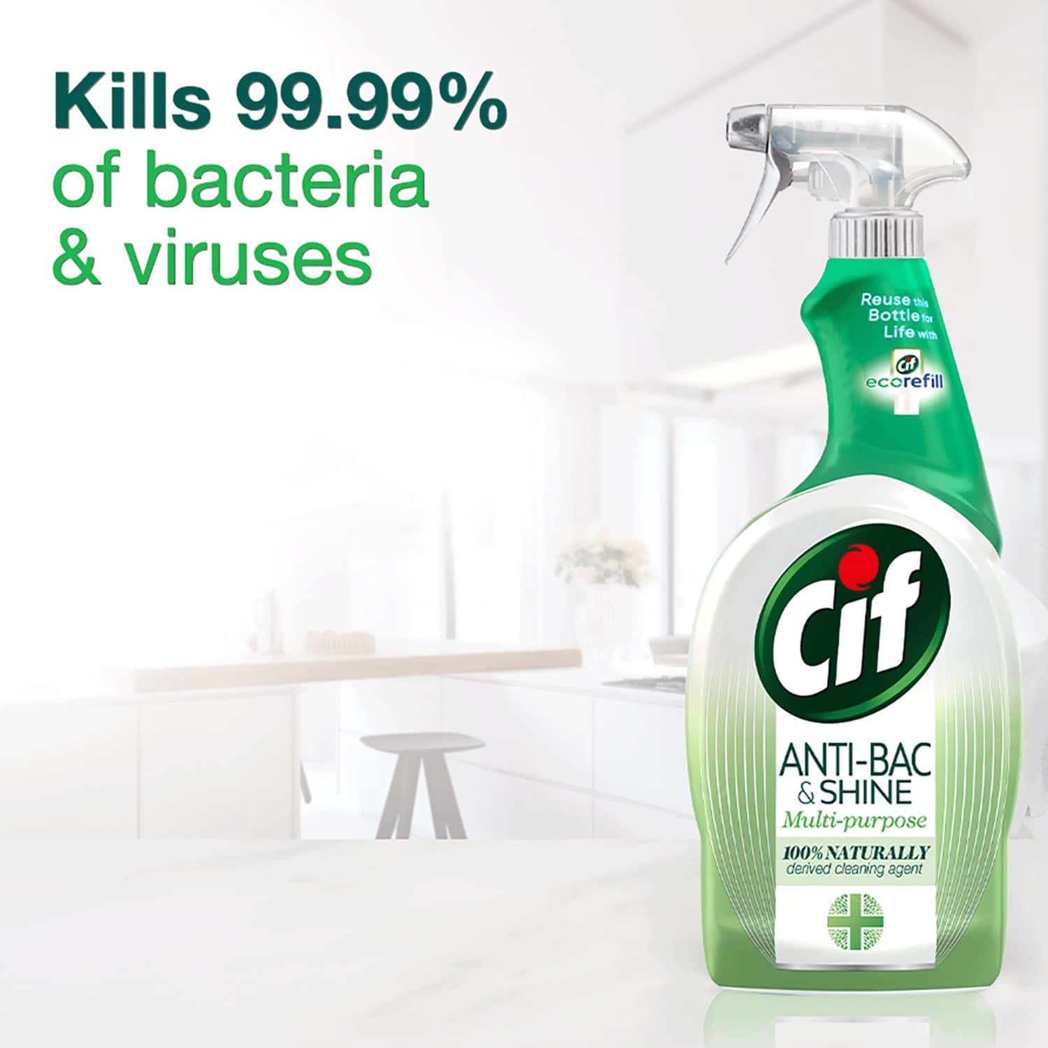 Buy CIF ANTIBACTERIAL & SHINE MULTIPURPOSE SPRAY KILLS 99.9% GERMS ...