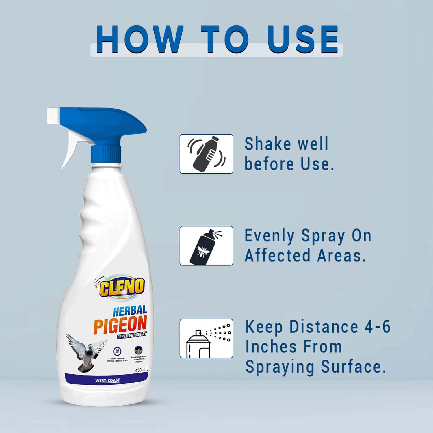 Buy CLENO HERBAL PIGEON REPELLENT SPRAY 450 ML (READY TO USE) Online ...