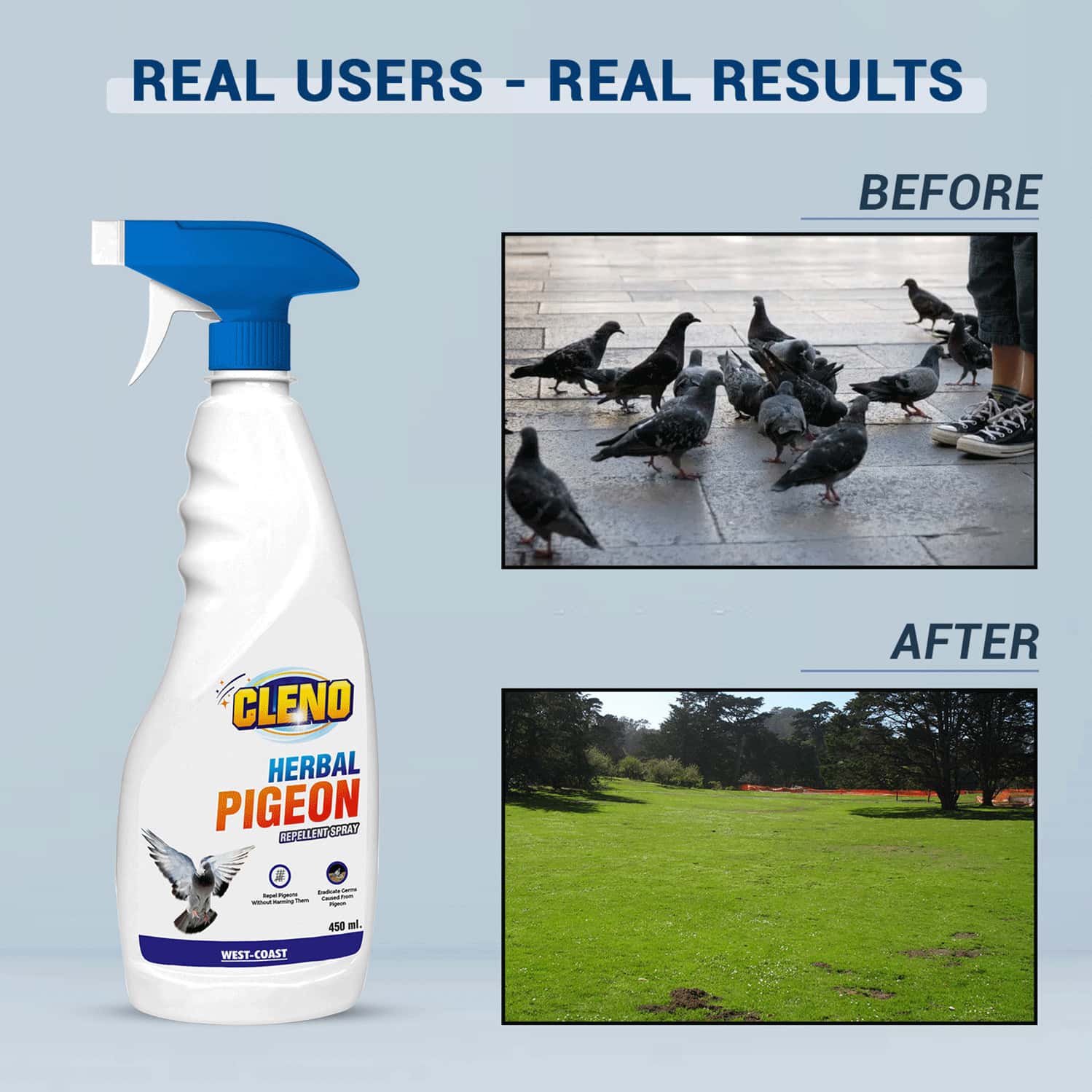 Buy CLENO HERBAL PIGEON REPELLENT SPRAY 450 ML (READY TO USE) Online ...