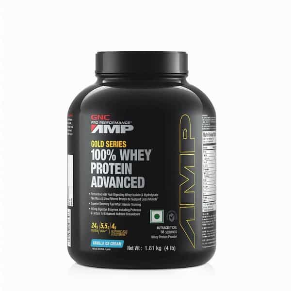 Buy GNC AMP GOLD SERIES 100% WHEY PROTEIN ADVANCED (VANILLA, 4 LBS ...