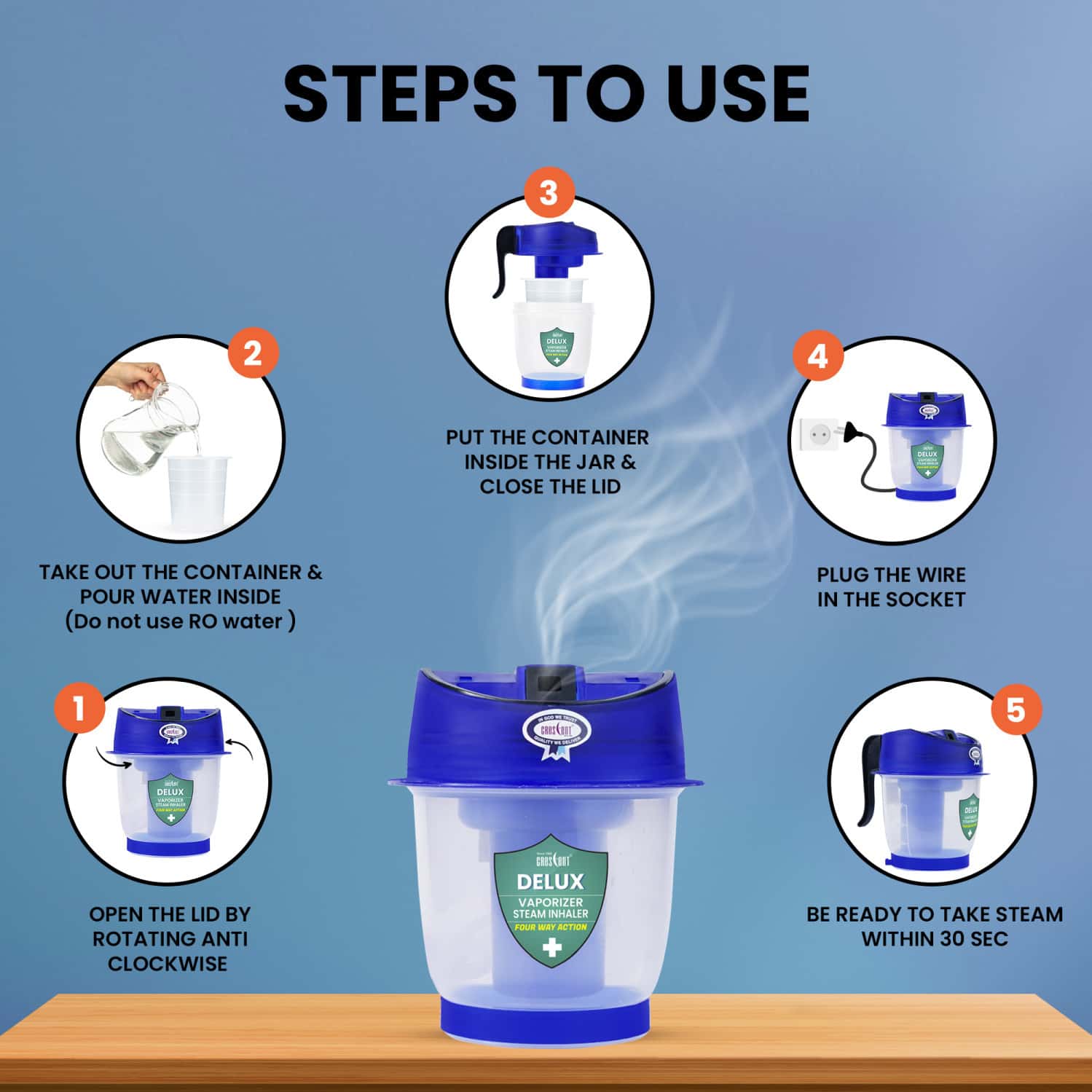 Buy CRESCENT DELUX VAPORIZER STEAMER FOR COLD AND COUGH, BLUE Online ...