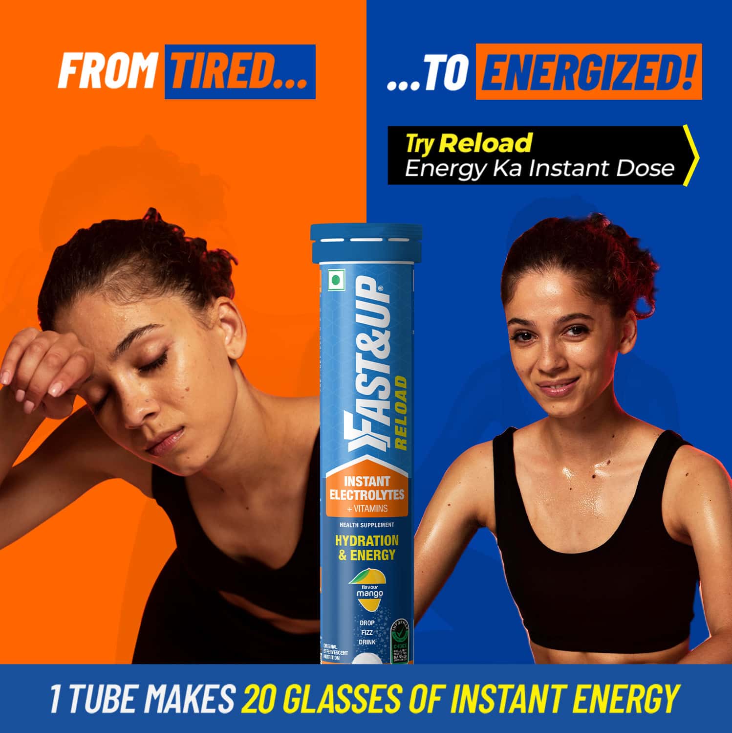 Buy FAST&UP RELOAD ELECTROLYTE ENERGY AND HYDRATION MANGO - 20 TABLETS ...
