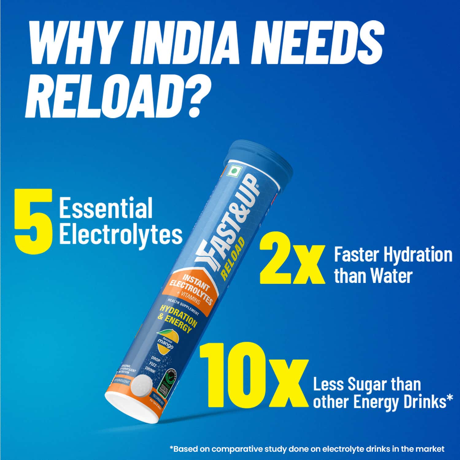 Buy FAST&UP RELOAD ELECTROLYTE ENERGY AND HYDRATION MANGO - 20 TABLETS ...