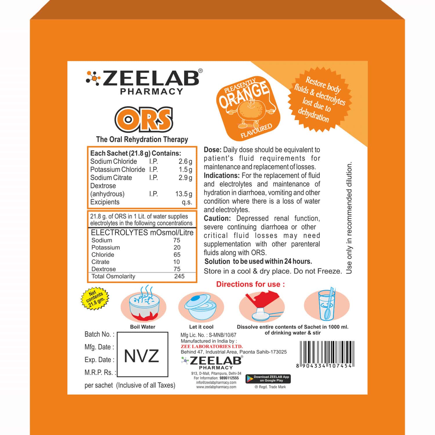 Buy ZEELAB ORS ORAL REHYDRATION SALTS 21.8GM Online & Get Upto 60% OFF ...