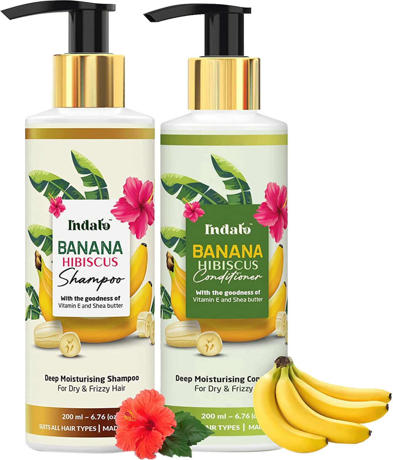 Buy INDALO BANANA HIBISCUS MOISTURIZING SHAMPOO AND CONDITIONER COMBO ...