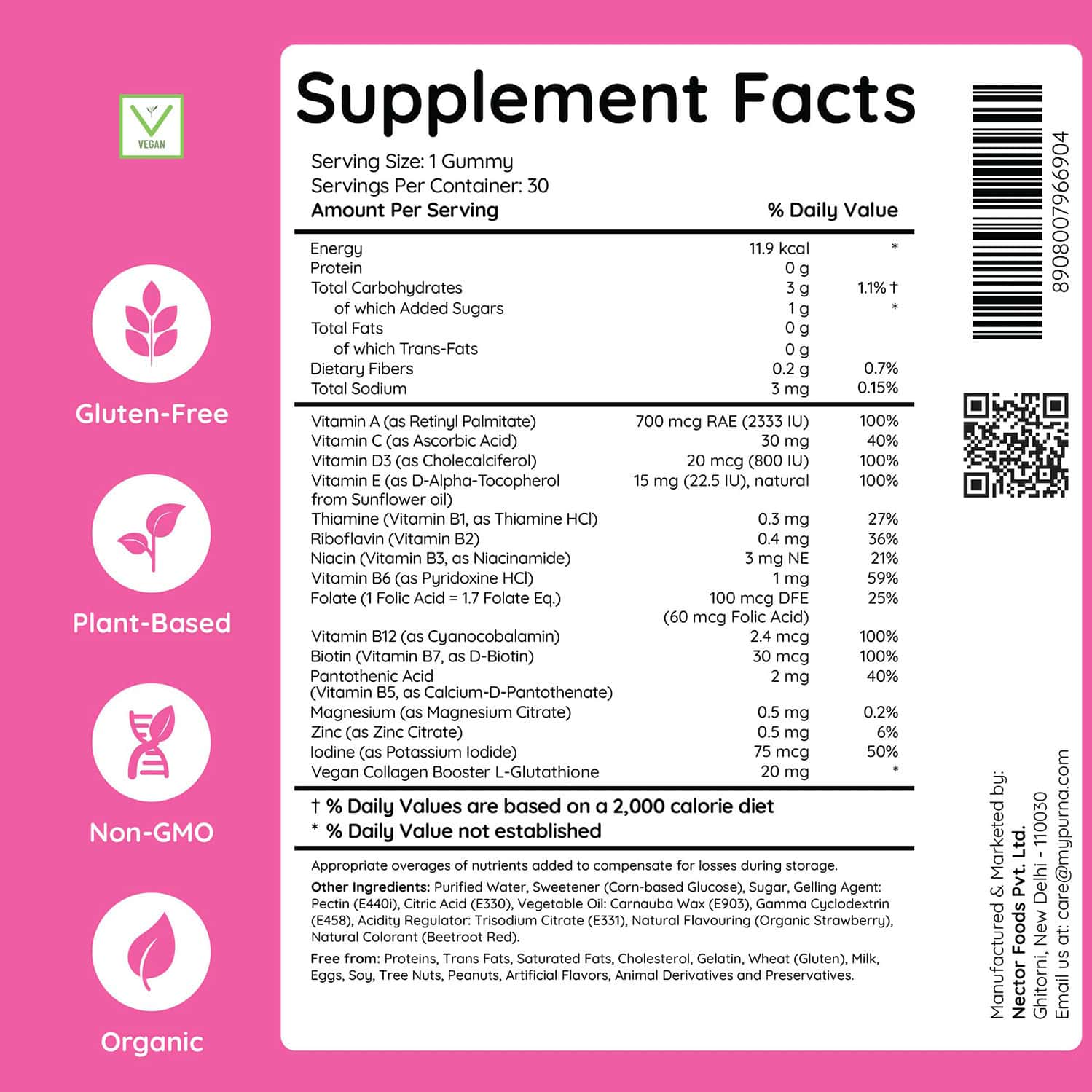 Buy PURNA GUMMIES COMPLETE BEAUTY MULTIVITAMIN STRAWBERRY GUMMIES - 30 ...