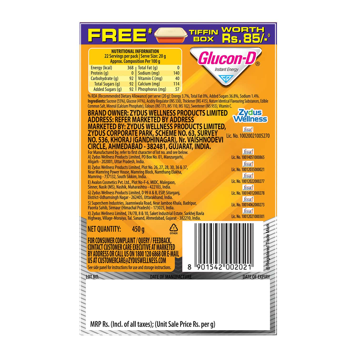 Buy GLUCON-D MANGO BLAST GLUCOSE POWDER WITH FREE TIFFIN450G REFILL ...
