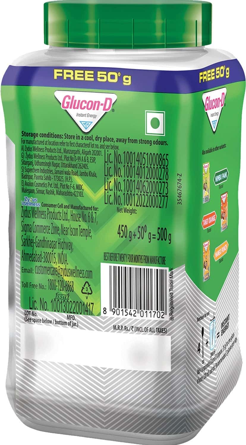 Buy GLUCON-D INSTANT ENERGY HEALTH DRINK REGULAR - 450GM JAR (EXTRA ...