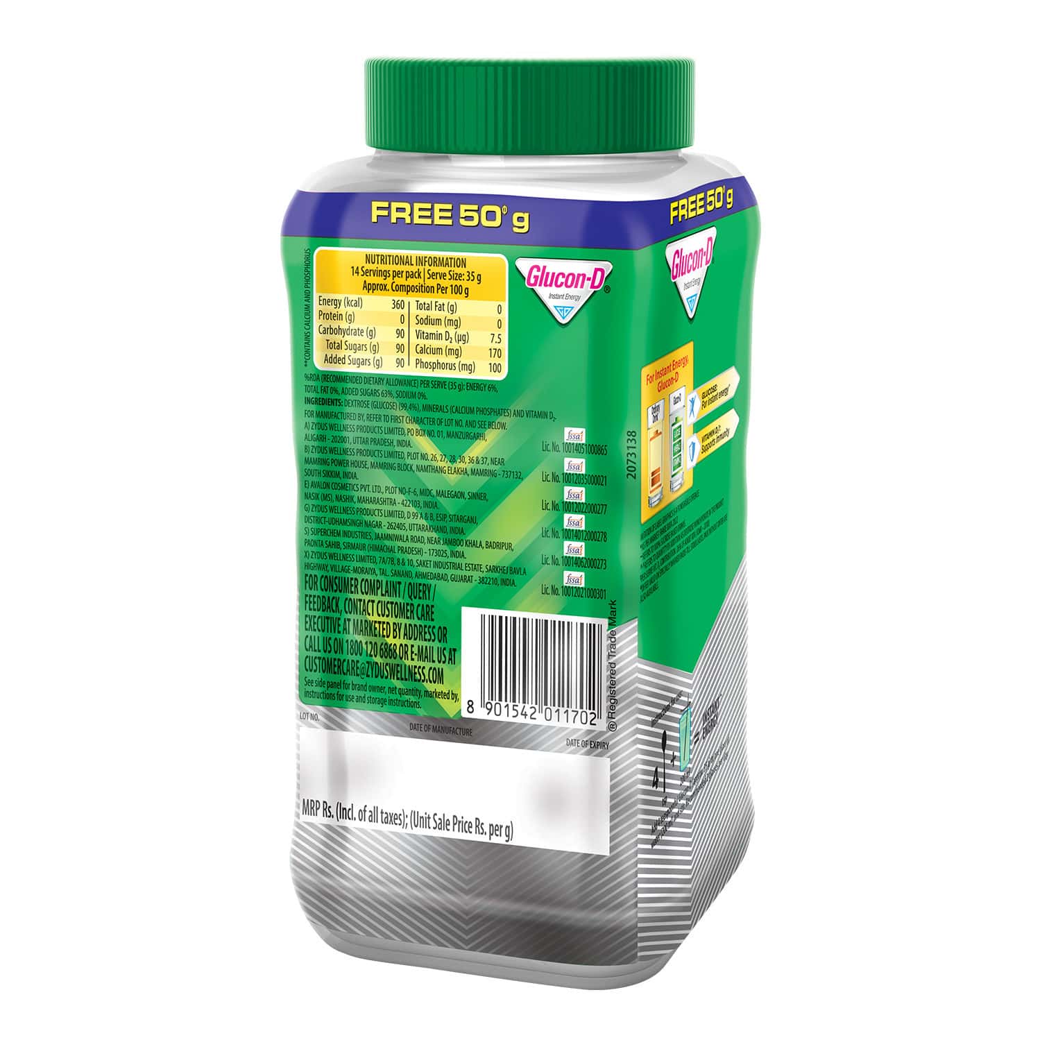 Buy GLUCON-D REGULAR GLUCOSE POWDER400GM+50GM JAR Online & Get Upto 60% ...