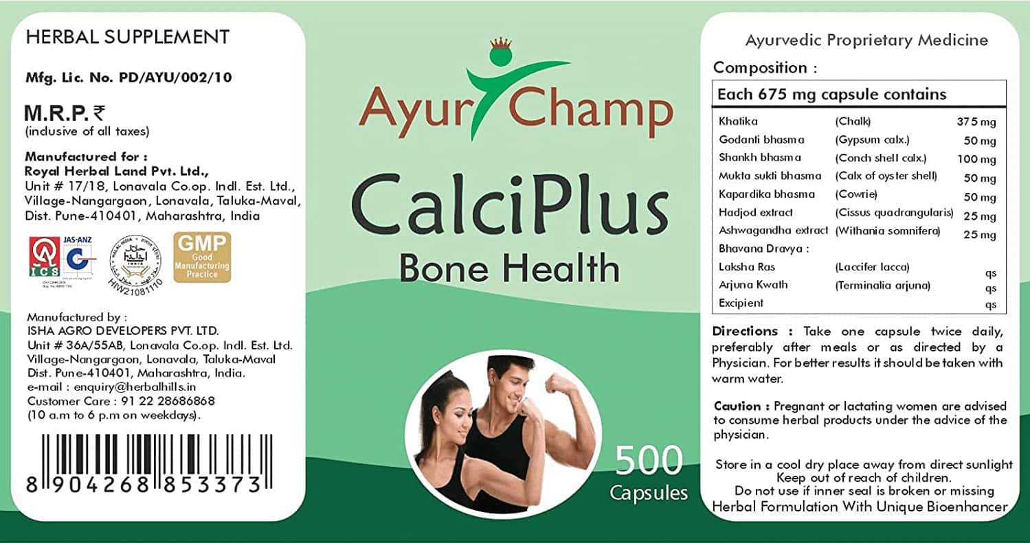 Buy AYUR CHAMP CALCIPLUS - 500 CAPSULES PACK OF 5 Online & Get Upto 60% ...