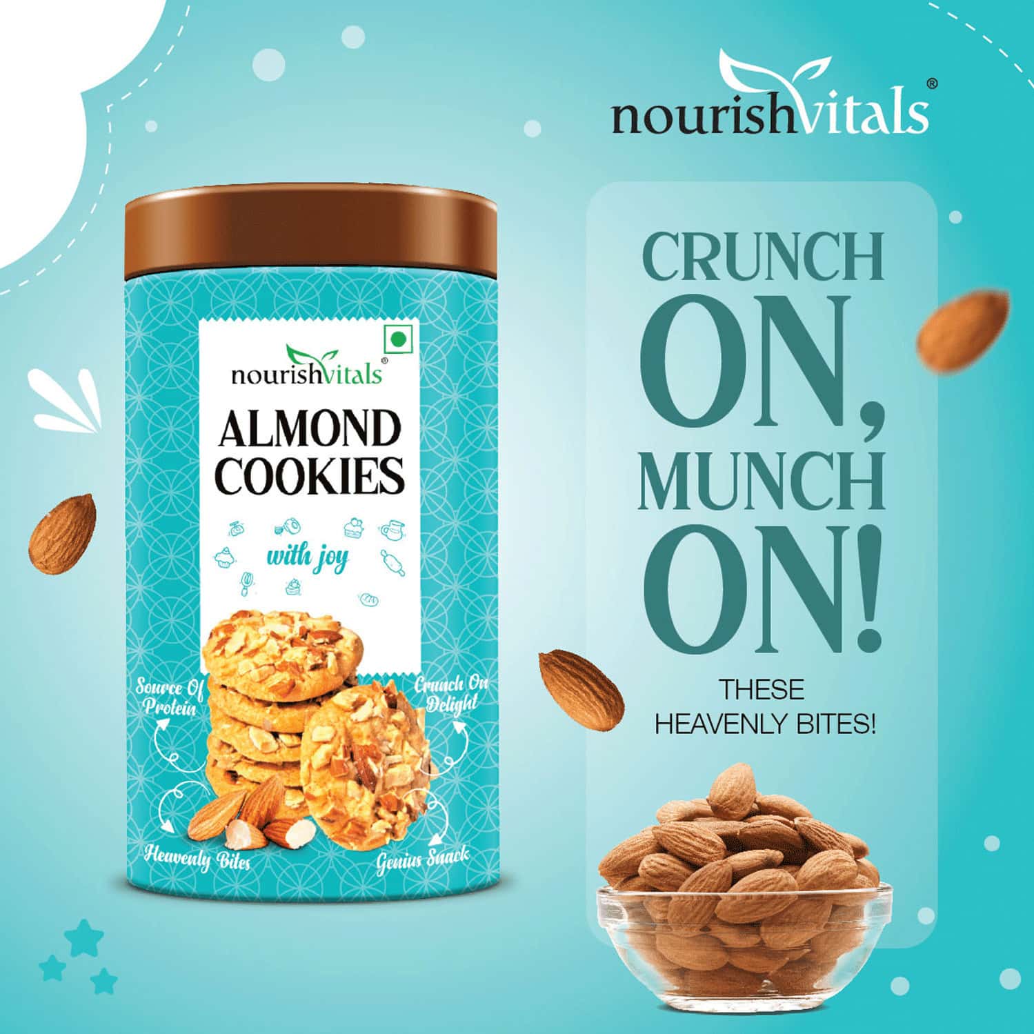 Buy NOURISHVITALS ALMOND COOKIES HEAVENLY BITES SOURCE OF PROTEIN ...