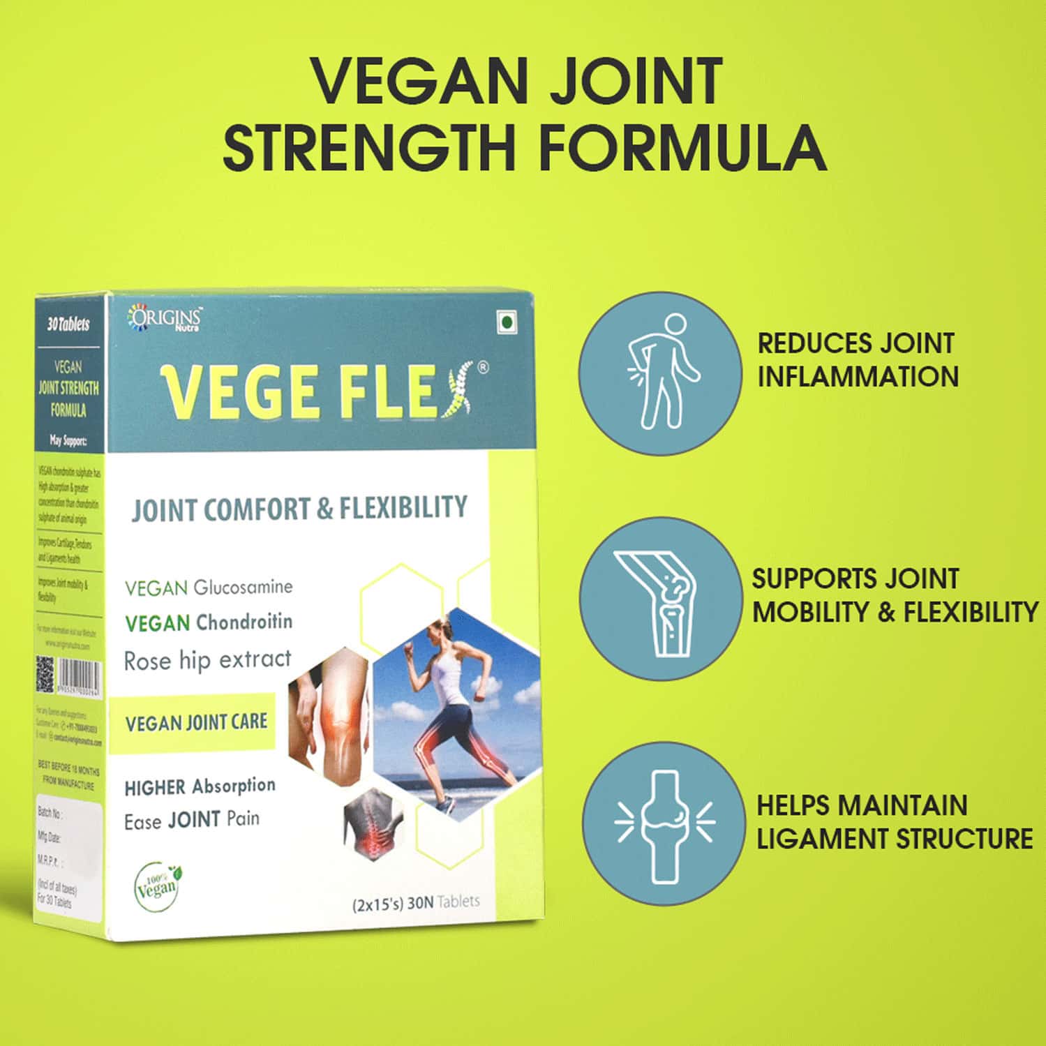Buy ORIGINS NUTRA VEGE FLEX VEGAN JOINT CARE VEGAN GLUCOSAMINE (30 ...