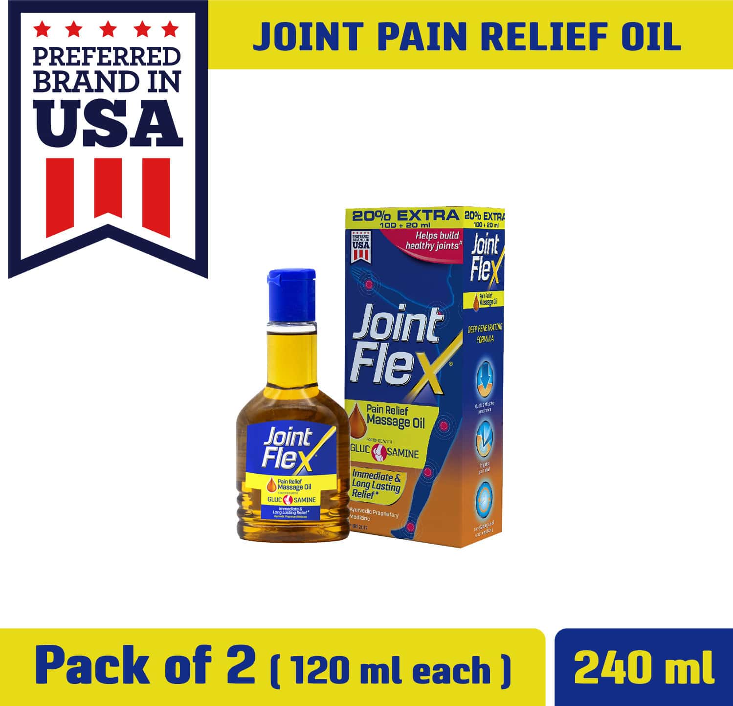 Buy JOINTFLEX PAIN RELIEF MASSAGE OIL 120 ML(100ML+20ML FREE)LONG ...