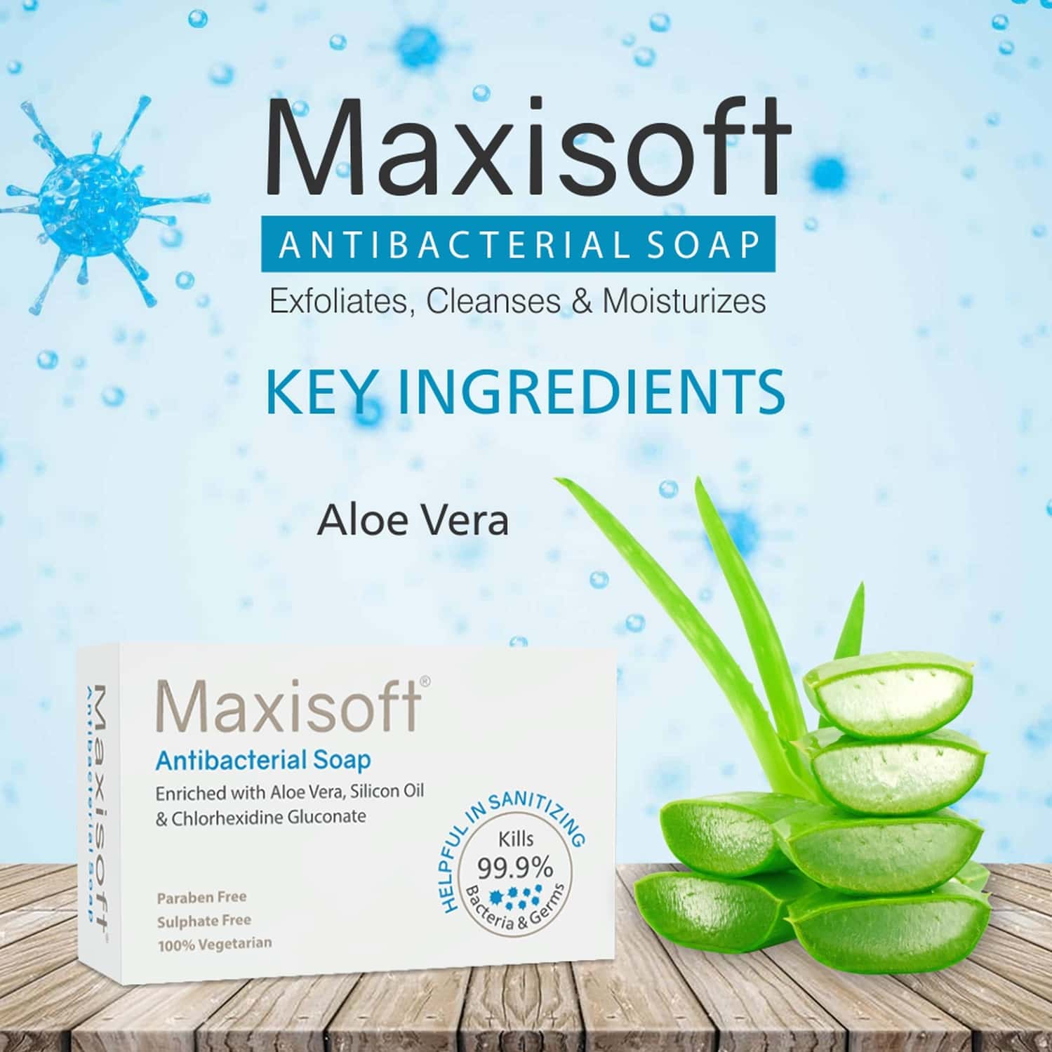Buy MAXISOFT ANTIBACTERIAL SANITIZING SOAP 75 GM | ALOE VERA | PARABEN ...