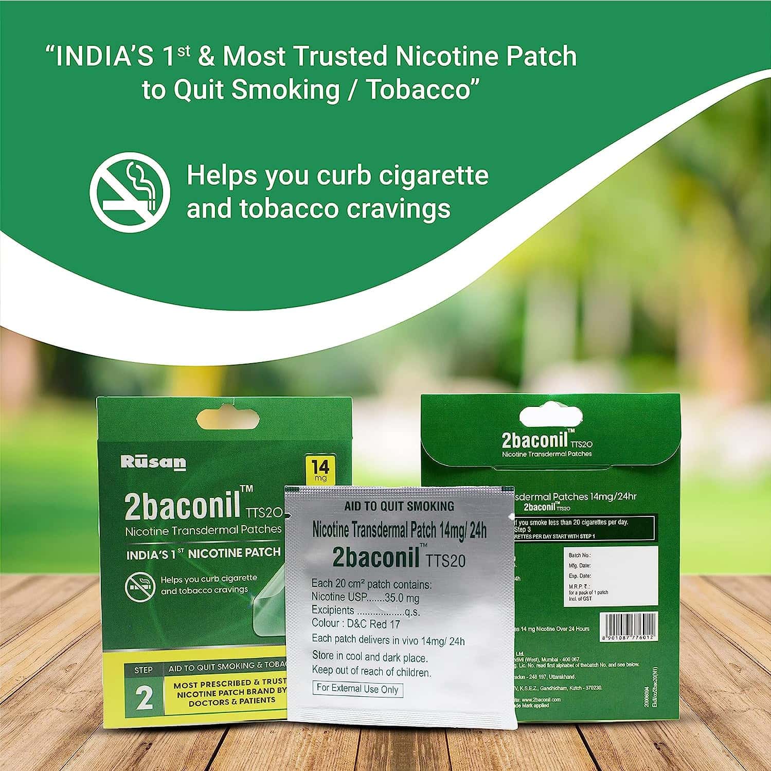 Buy RUSAN 2BACONIL NICOTINE TRANSDERMAL PATCH 24H | PACK OF 2 PATCHES ...