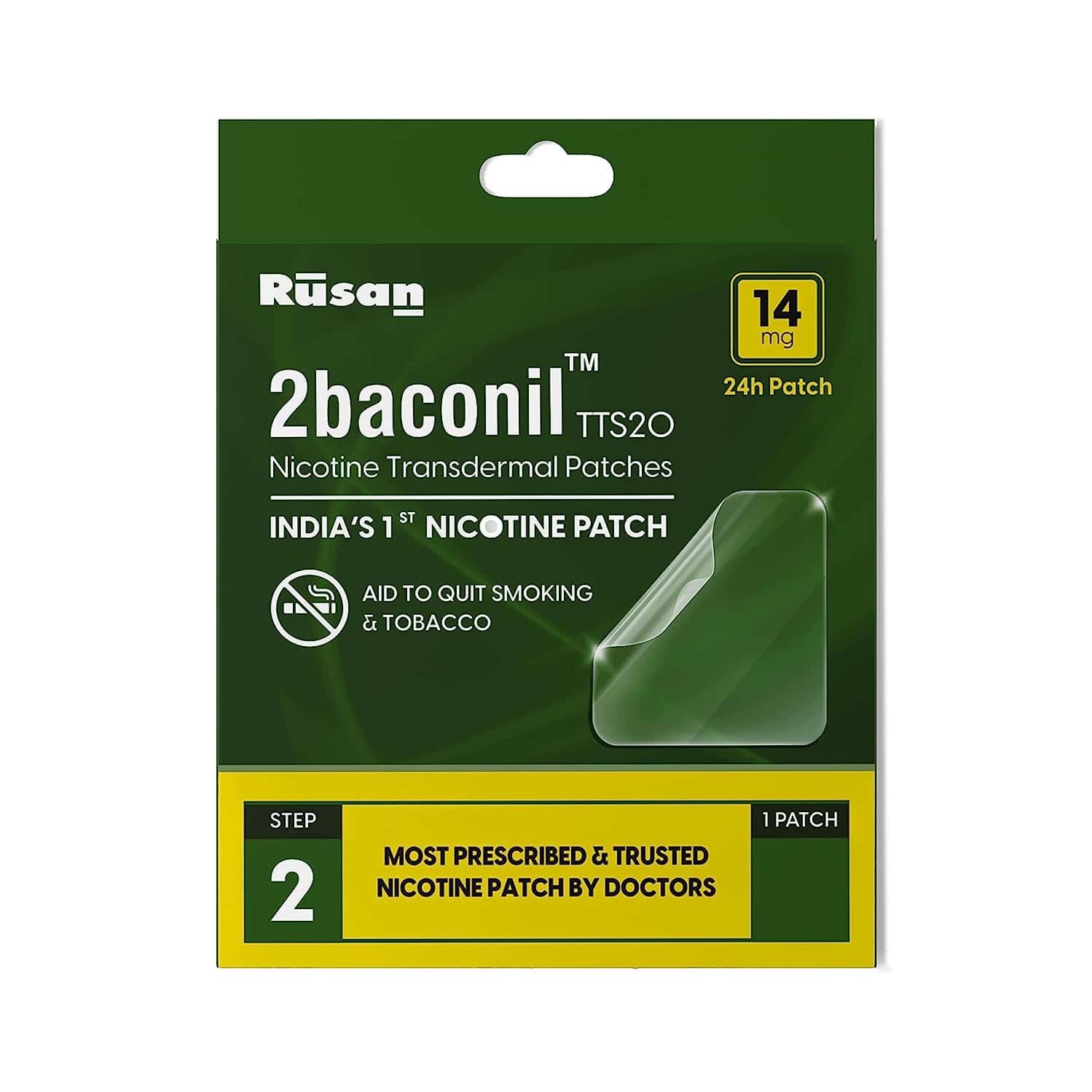 Buy RUSAN 2BACONIL NICOTINE TRANSDERMAL PATCH 24H | PACK OF 2 PATCHES ...